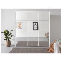 Schwebetürenschrank Rauch "Oteli" Schränke Gr. B/H/T: 211 cm x 233 cm x 68 cm, ohne Beleuchtung, 3 St., weiß mit Spiegelfront und Passepartout optional Beleuchtung