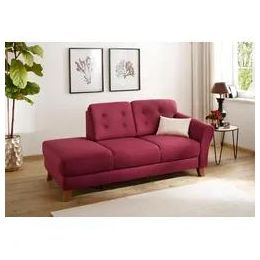 Recamiere Home Affaire "Trondheim" Sofas Gr. B/H/T: 194cm x 89cm x 92cm, Luxus-Microfaser ALTARA NUBUCK, Armlehne rechts, rot (bordeaux) Longchair Sofas freistehend, mit Federkern, Knopfheftung im Rücken