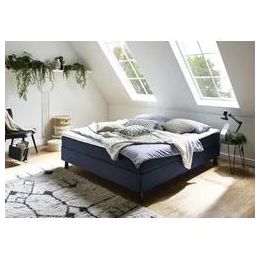 ATLANTIC HOME COLLECTION Boxbett "Happy", blau, B:180cm L:200cm, Bettgestell und seitliche Einfassung der Matratzen: Strukturstoff, 100% Polyester, Spiegelfläche der Matratze: 100% Polyester, Topper: 100% Polyurethan, Bezug (100% Polyester), Bezug Kopfkissen und Steppdecke: Microfaser (100% Polyester), waschbar bis 95u00b0C, Füllung Kopfkissen und Steppdecke: silikonisierte Hohlfaser (100% Polyester), anti-alergisch, ATLA