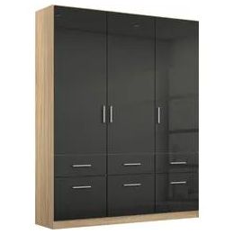 Drehtürenschrank Rauch "Celle" Schränke Gr. B/H/T: 136 cm x 210 cm x 54 cm, mit Schubkästen, 3 St., grau (struktureichefarben hell, hochglanz grau) in vielen verschiedenen Ausführungen