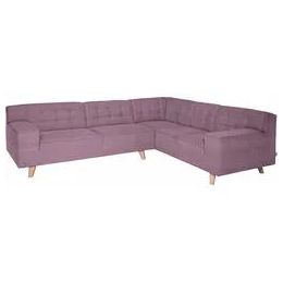 Ecksofa Tom Tailor HOME "NORDIC CHIC" Sofas Gr. B/H/T: 269cm x 77cm x 226cm, Vintage Webstoff TUS, langer Schenkel links, lila (soft purple tus 38) im Retrolook, Füße Buche natur