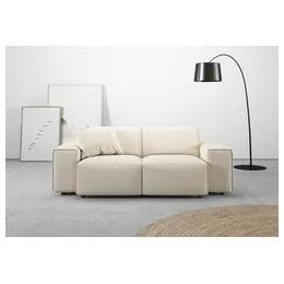 2-Sitzer Andas "Glimminge auch in Breitcord + Feincord Easy care-Bezug" Sofas Gr. B/H/T: 194cm x 71cm x 101cm, Chenille-Struktur, beige (natur) besondere Kedernähte,, Zierkissen