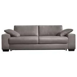 Schlafsofa Bali "Norwalk" Sofas Gr. 140cm x 200cm, Struktur fein, Basic: Gitterrostunterfederung-Kaltschaummatratze, grau (hellgrau) Dauerschlaffunktion, mit Unterfederung Lattenrost und Matratze