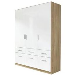 Drehtürenschrank Rauch "Celle" Schränke Gr. B/H/T: 136 cm x 197 cm x 54 cm, mit Schubkästen, 3 St., weiß (struktureichefarben hell, hochglanz weiß) in vielen verschiedenen Ausführungen