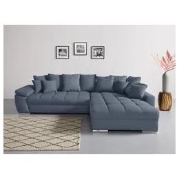 Ecksofa Inosign "Gwenni L-Form" Sofas Gr. B/H/T: 323cm x 94cm x 222cm, Struktur weich, blau (blau-grau) auch in Haustierstoff Aqua Clean Supreme erhältlich, incl. 4 Kissen