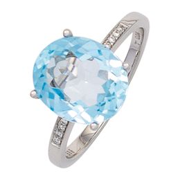 Diamantring Jobo Fingerringe Gr. 50, SI = kleine Einschlüsse, Weißgold 585-Diamanten, weiß (weißgold 585) Damen Diamantringe 585 Weißgold mit Blautopas und 8 Diamanten