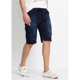 bonprix Sweatjeans-Bermuda Regular Fit, blau, mit Baumwolle