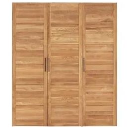 Drehtürenschrank Home Affaire "Chamara" Schränke Gr. B/H/T: 185 cm x 218 cm x 65 cm, 3-türig mit Holz, 3 St., Basisausführung, beige (natur) Drehtürenschrank Kleiderschrank aus massivem Eichenholz, in unterschiedlichen Breiten, Höhe 218 cm