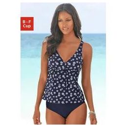 Bügel-Tankini Lascana Gr. 36, Cup B, blau (marine, weiß) Damen Bikini-Sets regulierbar unterhalb der Brust, verstellbare Träger