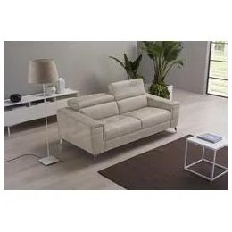 2,5-Sitzer Egoitaliano "Francine, Designsofa, Loungesofa" Sofas Gr. B/H/T: 213cm x 100cm x 106cm, Luxus-Microfaser Lederoptik, grau (opal grau) Kopfteile manuell verstellbar, mit edlen Metallfüßen