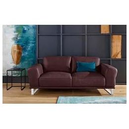 2-Sitzer W.Schillig "montanaa" Sofas Gr. B/H/T: 192cm x 78cm x 94cm, Longlife Xtra-Leder Z69, braun (mocca z69) mit Metallkufen in Chrom glänzend, Breite 192 cm