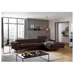 Ecksofa W.Schillig "piedroo" Sofas Gr. B/H/T: 343 cm x 70 cm x 193 cm, Stoff S37, Longchair rechts, mit Kopfteilverstellung-ohne Sitztiefenverstellung, braun (espresso s37) Kopfteilverstellung, wahlweise mit Sitztiefenverstellung, Breite 343cm