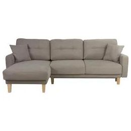 Ecksofa Home Affaire "Triplo, Zierkissen, Schlaffunktion, B/T/H: 234/164/89 cm, L-Form" Sofas Gr. B/H/T: 234cm x 89cm x 164cm, Luxus-Microfaser weich, Recamiere links, mit Bettfunktion-mit Bettkasten, grau (taupe) wahlweise mit Bettfunktion und Bettkasten, Liegefläche 210132 cm