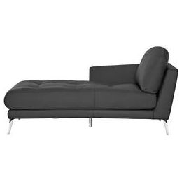 Chaiselongue W.Schillig "softy" Sofas Gr. B/H/T: 106cm x 79cm x 168cm, Longlife Xtra-Leder Z59, Armlehne links, grau (graphit z59) mit dekorativer Heftung im Sitz, Füße Chrom glänzend