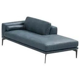 Ottomane Egoitaliano "Masu, Design trifft super Sitzkomfort, mit toller Detailverarbeitung" Sofas Gr. B/H/T: 182cm x 95cm x 97cm, Leder BULL, Armlehne links, blau (ozeanblau) Rückenkissen und Armteilrolle für mehr Komfort, mit Metallfüßen