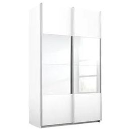 Schwebetürenschrank Rauch "Quadra" Schränke Gr. B/H/T: 136 cm x 230 cm x 62 cm, 2 St., weiß (weiß, spiegel) mit Spiegelelementen