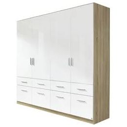 Drehtürenschrank Rauch "Celle" Schränke Gr. B/H/T: 181 cm x 197 cm x 54 cm, mit Schubkästen, 4 St., weiß (struktureichefarben hell, hochglanz weiß) in vielen verschiedenen Ausführungen