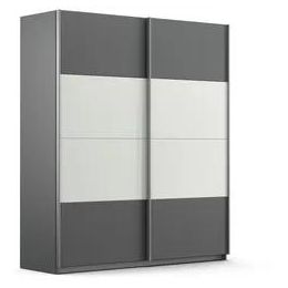 Schwebetürenschrank Rauch "Quadra Bestseller Schlafzimmerschrank in vielen Breiten" Schränke Gr. B/H/T: 181 cm x 210 cm x 62 cm, 2 St., grau (grau metallic, weißglas) Kleiderschrank Garderobenschrank Schrank mit Glaselementen