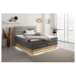 Boxspringbett OTTO products Komplettbetten Gr. Flachgewebe Polyester mit LED-Beleuchtung, mit Basic-Topper, Liegefläche B/L: 200 cm x 200 cm Betthöhe: 69 cm, Gewicht bis: 80 kg + 80 kg H2 + H2, 7-Zonen-Taschen-Federkernmatratze, grau Boxspringbett LED-Beleuchtung, mit zertifizierten, recycelten Bezugsstoffen