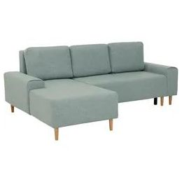 Ecksofa Inosign "Samu L-Form" Sofas Gr. B/H/T: 235cm x 93cm x 160cm, Struktur fein, Recamiere links, ohne Bettfunktion-ohne Bettkasten, grün (mint) wahlweise mit Bettfunktion und Bettkasten