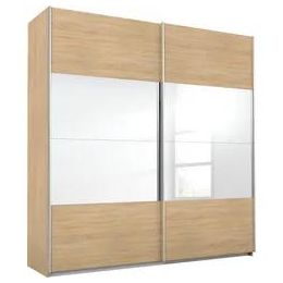 Schwebetürenschrank Rauch "Quadra" Schränke Gr. B/H/T: 226 cm x 230 cm x 62 cm, 2 St., braun (struktureichefarben hell, spiegel) mit Spiegelelementen