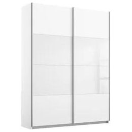 Schwebetürenschrank Rauch "Quadra Bestseller Schlafzimmerschrank in vielen Breiten" Schränke Gr. B/H/T: 136 cm x 230 cm x 62 cm, 2 St., weiß (weiß, weißglas) Kleiderschrank Garderobenschrank Schrank mit Glaselementen