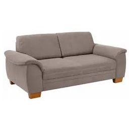 3-Sitzer Home Affaire "Husum" Sofas Gr. B/H/T: 208cm x 90cm x 106cm, Luxus-Microfaser TORO, grau (hellgrau) mit Sitztiefenverstellung, Kontrastnaht und Federkern