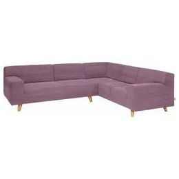 Ecksofa Tom Tailor HOME "NORDIC PURE" Sofas Gr. B/H/T: 269cm x 77cm x 226cm, Vintage Webstoff TUS, langer Schenkel links, lila (soft purple tus 38) im Retrolook, Füße Buche natur