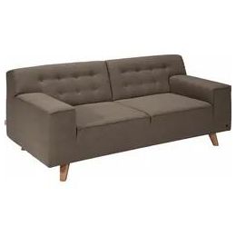 2,5-Sitzer Tom Tailor HOME "NORDIC CHIC" Sofas Gr. B/H/T: 206cm x 77cm x 91cm, Samtstoff STC, braun (wood stc 4) im Retrolook, Füße Buche natur