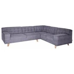 Ecksofa Tom Tailor HOME "NORDIC CHIC" Sofas Gr. B/H/T: 269cm x 77cm x 226cm, Vintage Webstoff TUS, langer Schenkel links, grau (prune tus 18) im Retrolook, Füße Buche natur