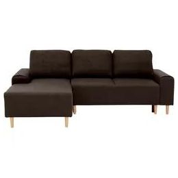 Ecksofa Inosign "Samu L-Form" Sofas Gr. B/H/T: 235cm x 93cm x 160cm, Microfaser PRIMABELLE, Recamiere links, ohne Bettfunktion-ohne Bettkasten, braun (dunkelbraun) wahlweise mit Bettfunktion und Bettkasten