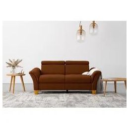 2,5-Sitzer Home Affaire "Lindgren" Sofas Gr. B/H/T: 185 cm x 84 cm x 93 cm, Struktur, mit linksseitiger TV-Funktion motorisch-mit Kopfteilverstellung-ohne Federkern, rosegold (kupfer) wahlweise mit TV-Funktion, links oder beidseitig, Kopfteilverstellung