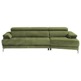 Ecksofa Egoitaliano "Soul, extravagantes Designsofa, Megasofa, super bequem, tolle Details" Sofas Gr. B/H/T: 246cm x 99cm x 140cm, Luxus-Microfaser BLUSH, Recamiere rechts, grün (kiwi) mit Trapez-Abschlußelement, inkl verstellbarer Kopfteile