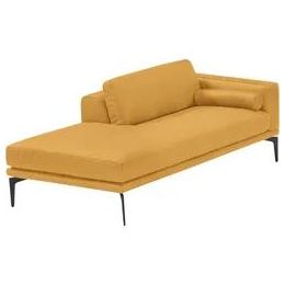 Ottomane Egoitaliano "Masu, Design trifft super Sitzkomfort, mit toller Detailverarbeitung" Sofas Gr. B/H/T: 182cm x 95cm x 97cm, Leder BULL, Armlehne rechts, gelb Rückenkissen und Armteilrolle für mehr Komfort, mit Metallfüßen