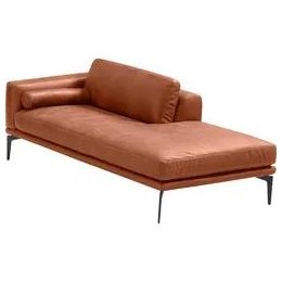 Ottomane Egoitaliano "Masu, Design trifft super Sitzkomfort, mit toller Detailverarbeitung" Sofas Gr. B/H/T: 182cm x 95cm x 97cm, Leder BULL, Armlehne links, rot (brick) Rückenkissen und Armteilrolle für mehr Komfort, mit Metallfüßen