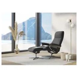 Relaxsessel stressless "View" Sessel Gr. Leder BATICK, Cross Base Wenge, Relaxfunktion-Drehfunktion-PlusTMSystem-Gleitsystem-BalanceAdaptTM, B/H/T: 82cm x 109cm x 81cm, grau (grau batick) mit Hocker, Cross Base, Größe S, M & L, Holzakzent Wenge