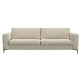 3-Sitzer FLEXLUX "Fiore, super Sitzkomfort durch Kaltschaum im Sitz", weiß (sanftes weiß), B:229cm H:85cm T:92cm, 100% Polyester, Sofas, breite Armlehnen, Füße Alu+schwarz