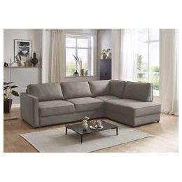 Schlafsofa ATLANTIC HOME COLLECTION "Chill" Sofas Gr. B/H/T: 250cm x 86cm x 200cm, Struktur grob, Armlehne links, grau Ecksofa mit Bettfunktion und Bettkasten