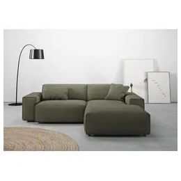 Ecksofa Andas "Glimminge L-Form auch in Breitcord, Feincord + Easy care-Bezug" Sofas Gr. B/H/T: 234cm x 71cm x 191cm, Bouclé, Ottomane rechts, grün Breite 234, Zierkissen