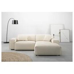 Ecksofa Andas "Glimminge L-Form auch in Breitcord, Feincord + Easy care-Bezug" Sofas Gr. B/H/T: 234cm x 71cm x 191cm, Chenille-Struktur, Ottomane rechts, beige (natur) Breite 234, Zierkissen