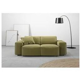 2-Sitzer Andas "Glimminge auch in Breitcord + Feincord Easy care-Bezug" Sofas Gr. B/H/T: 194cm x 71cm x 101cm, Chenille-Struktur, grün (pistazie) besondere Kedernähte,, Zierkissen