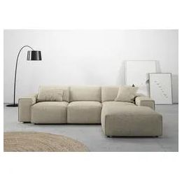 Ecksofa Andas "Glimminge L-Form auch in Breitcord, Feincord + Easy care-Bezug" Sofas Gr. B/H/T: 264cm x 71cm x 191cm, Bouclé, Ottomane rechts, beige (sand) Breite 264, Zierkissen