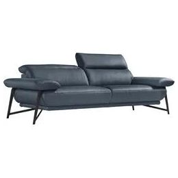 2,5-Sitzer Egoitaliano "Anais, Designsofa mit hohem Sitzkomfort, Designfuß" Sofas Gr. B/H/T: 232cm x 74cm x 106cm, Leder BULL, grau (smoke) inkl. verstellbarer Kopfteile