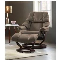 Relaxsessel stressless "Reno" Sessel Gr. Leder BATICK, Classic Base Braun-L, Relaxfunktion-Drehfunktion-PlusTMSystem-Gleitsystem, B/H/T: 88cm x 98cm x 78cm, braun (mole batick) mit Classic Base, Größe S, M & L, Gestell Braun