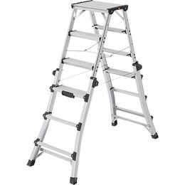 Hailo Teleskop-Klappleiter D100 TL, verwendbar als Steh- oder Treppenleiter, 2 x 6 Sprossen