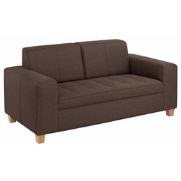 2-Sitzer Home Affaire "Corby", braun (mittelbraun), B:172cm H:80cm T:90cm, NaturLEDER (echtes Rindsleder) auf Sitzfl&auml;che, Kunstleder im Korpus;Melrose (100% Polyester);Struktur fein (100% Polyester);Chenille (100% Polyester), Sofas, Steppung auf Sitzfl&auml;che