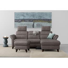 Sit & More Ecksofa SIT & MORE "Mellum L-Form", grau (anthrazit), B:250cm H:87cm T:163cm, 100% Polyester, Sofas, Ecksofa, Federkern, wahlweise mit Bettfunktion, Bettkasten und Armteilfunktion