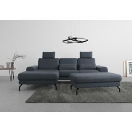 Sit & More Ecksofa SIT & MORE "Cinturo L-Form", blau (dunkelblau), B:283cm H:91cm T:175cm, Sofas, Ecksofa, inklusive Sitztiefenverstellung und Federkern, Sitzh&ouml;he 48 cm