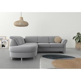 Sit & More Ecksofa SIT & MORE "Apulia L-Form", grau (hellgrau), B:250cm H:78cm T:212cm, Webstoff (100% Polyester);Struktur weich (90% Polyester, 10% Polyamid);Luxus-Micofaser Euphoria (100% Polyester);Samtoptik (100% Polyester), Sofas, Ecksofa, wahlweise Bettfunktion, Bettkasten und Kopf- und Armteilverstellung