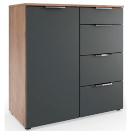 Kombikommode wimex "Level by fresh to go" Sideboards Gr. B/H/T: 81 cm x 84 cm x 41 cm, 4, schwarz (front graphit, korpus plankeneiche nachbildung) Kombikommoden 1-türig, mit 4 Schubladen und soft-close Funktion, 84cm breit